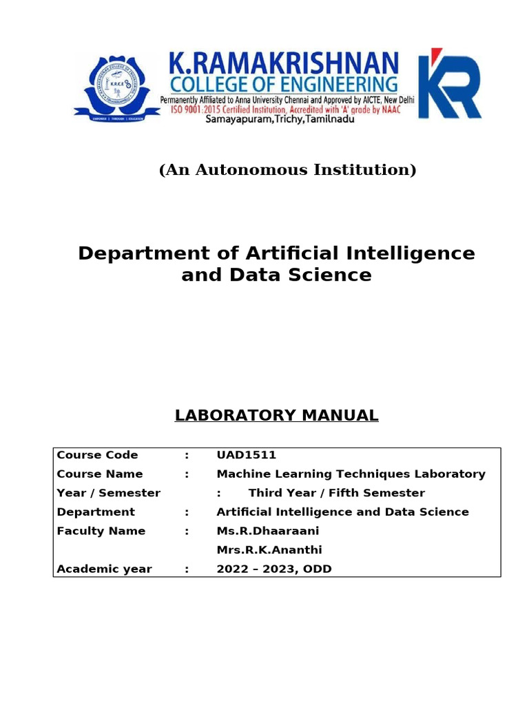 Machine Learning Lab Manual Exercises | PDF | Machine Learning ...