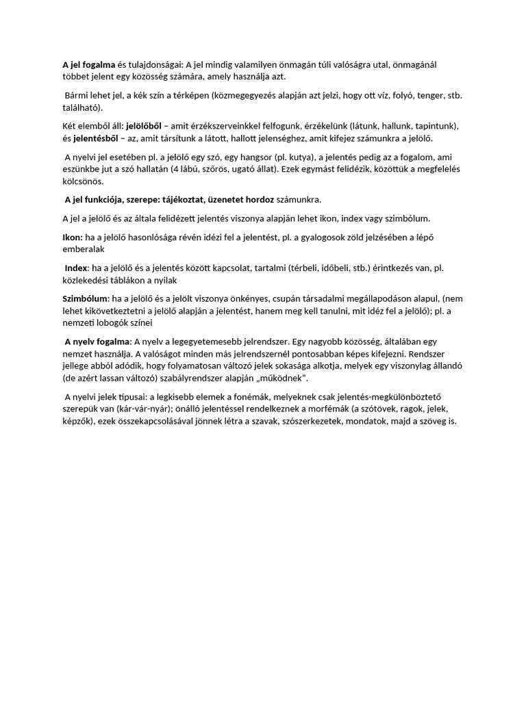 A Jel Fogalma És Tulajdonságai | PDF