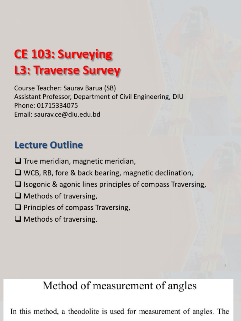 Traverse Survey Techniques in CE 103 | PDF
