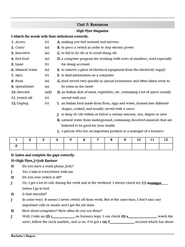 Unit 5 Resources High Flyer Magazine | PDF | Lunch | Foods