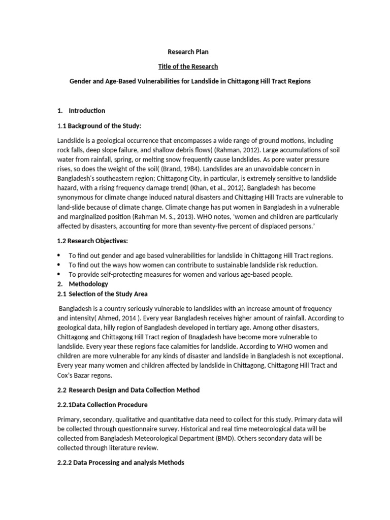 Research Proposal... | PDF | Landslide | Earth Sciences