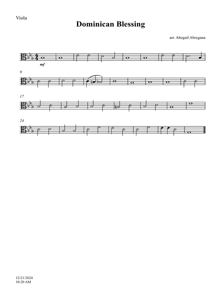 Dominican Blessing - Viola | PDF