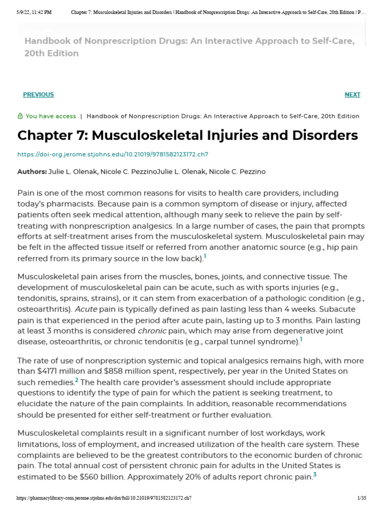 Musculoskeletal Injuries Overview | PDF | Human Musculoskeletal System ...