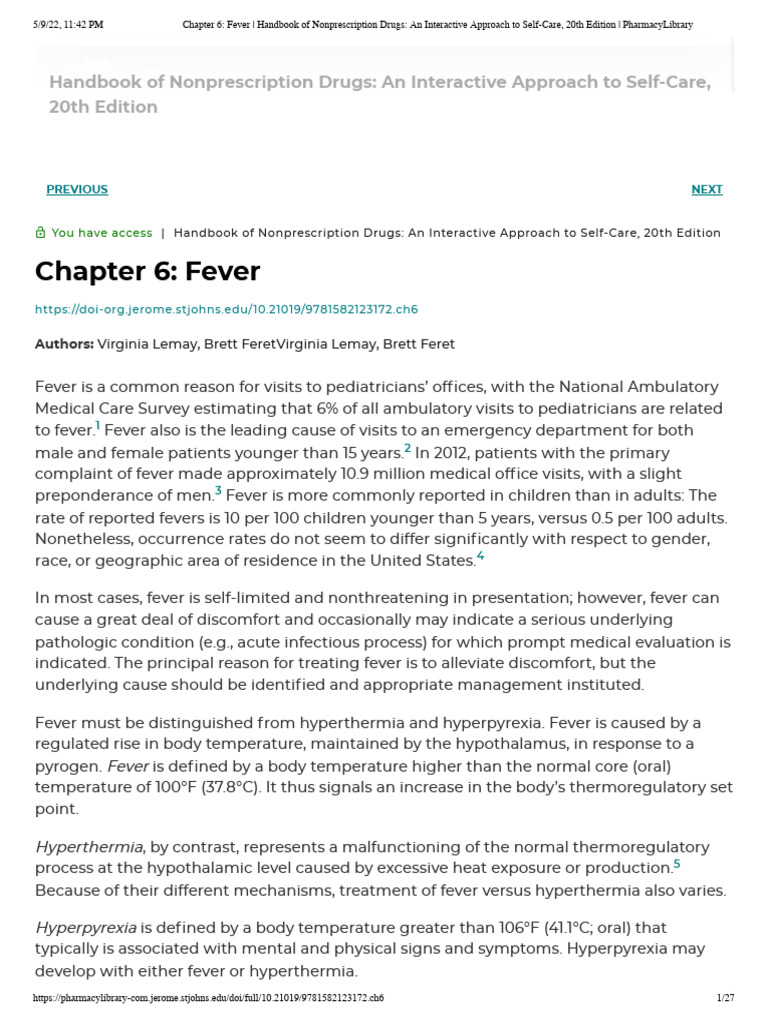 Chapter 6 - Fever | PDF | Fever | Hyperthermia