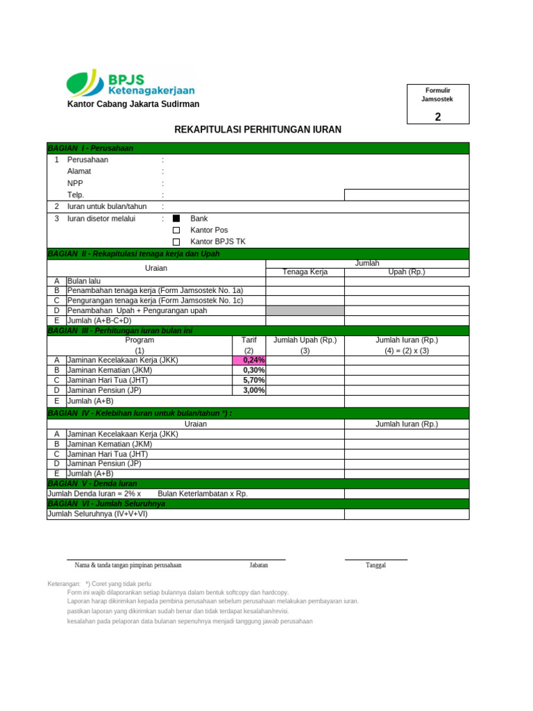 Format Laporan BPJSTK New | PDF