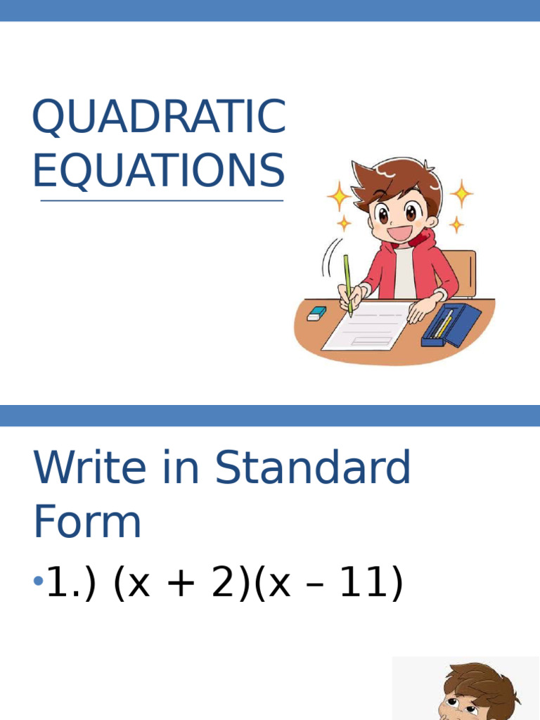 Writing Quadratic Equations in Standard Form | PDF