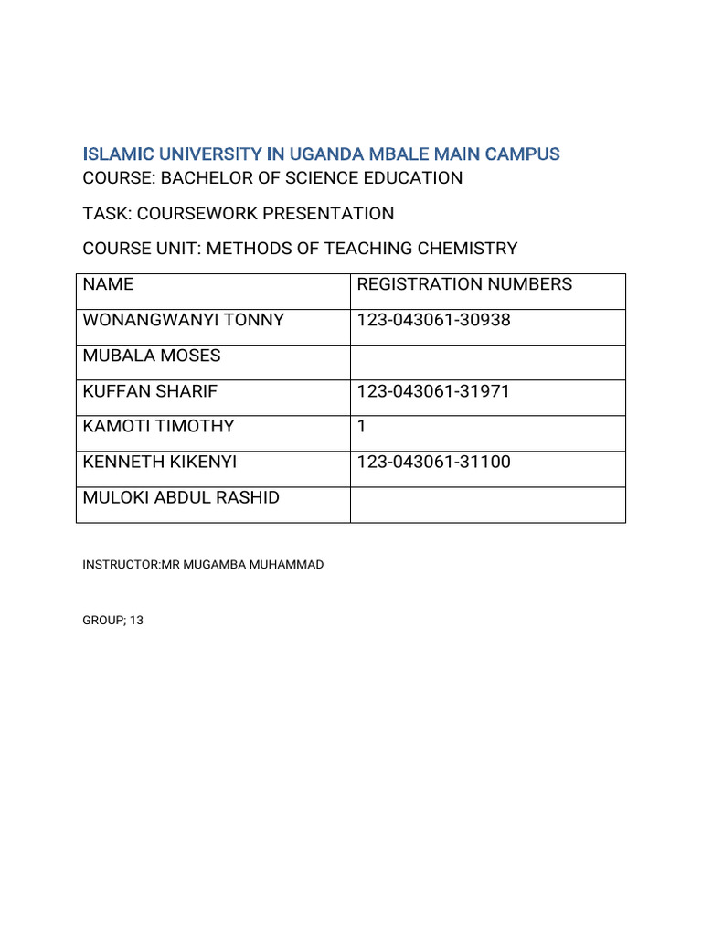 GROUP 13 Methods of Teaching Chemistry | PDF | Teachers | Learning GROUP 13 Methods of Teaching Chemistry | PDF | Teachers | Learning