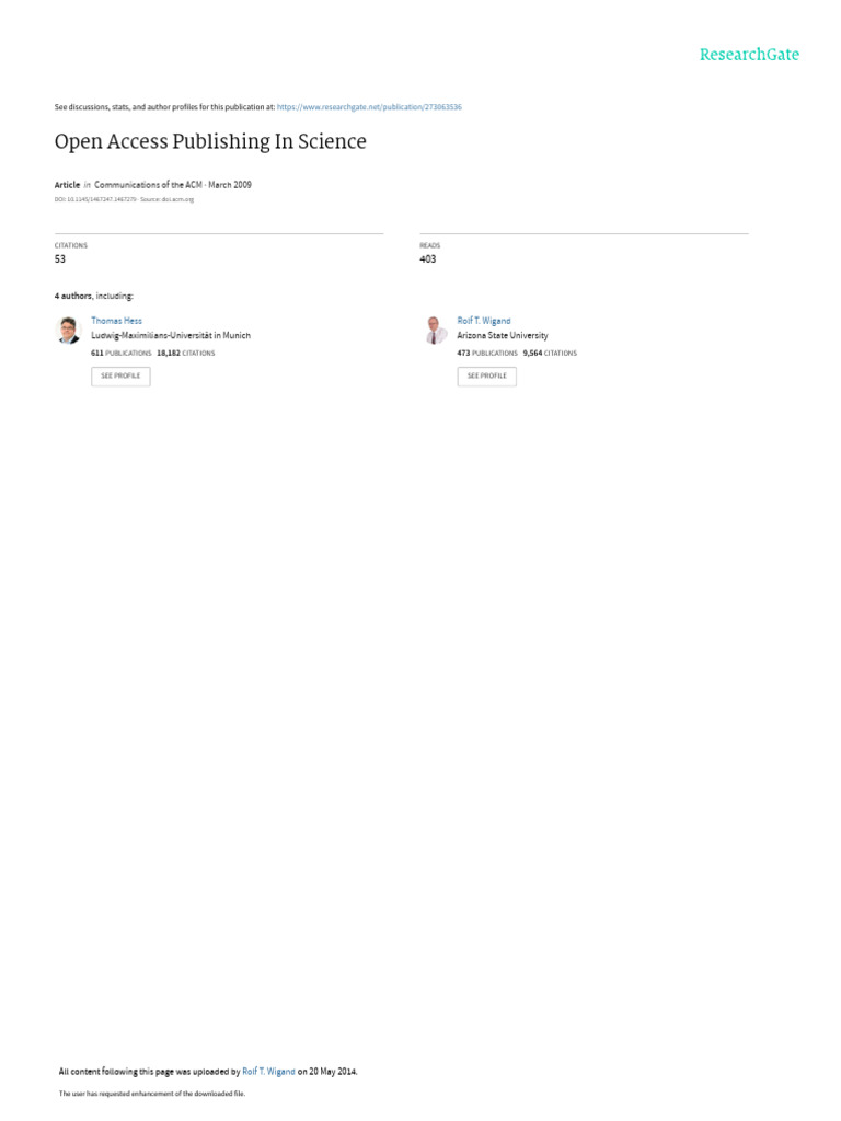 Open Access Publishing in Science | PDF | Open Access | Science