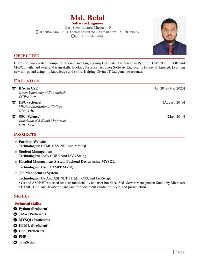 Md Belal | PDF | My Sql | Software Development