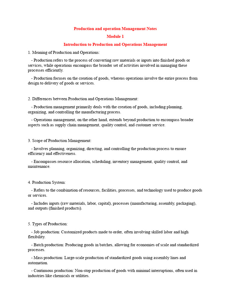 Production and operation Management | PDF | Inventory | Operations ...