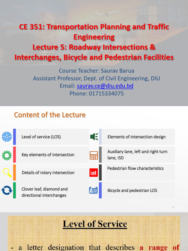 CE 351, L5, Roadway Intersections & Interchanges, Bicycle and Pedestrian Facilities | PDF