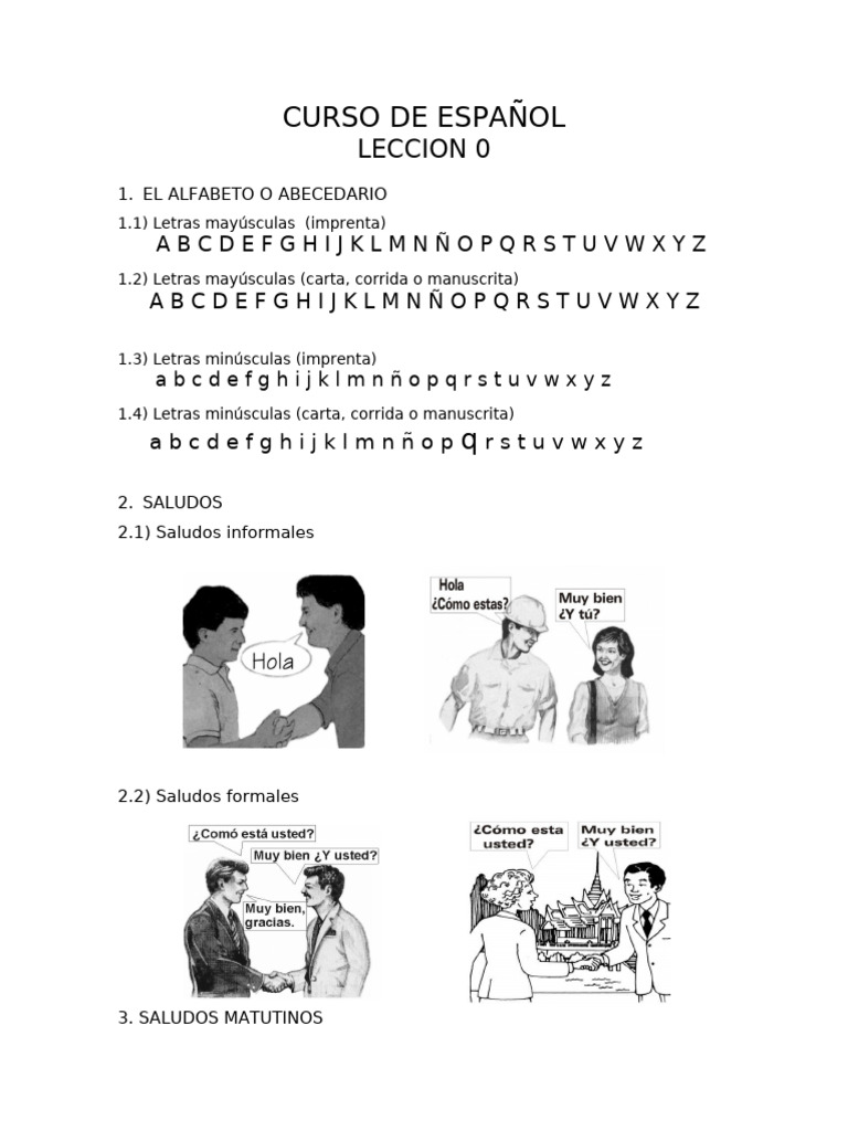 Curso Básico de Español: Lección 0 | PDF