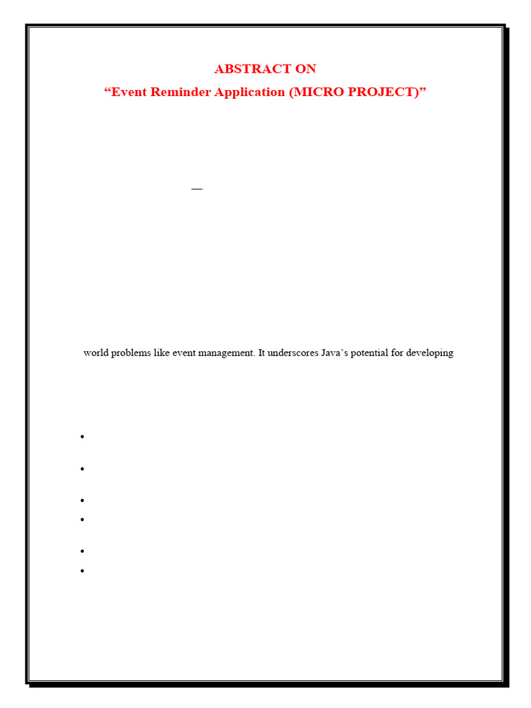 Micro Project Abstract 4 | PDF | Usability | Java (Programming Language)