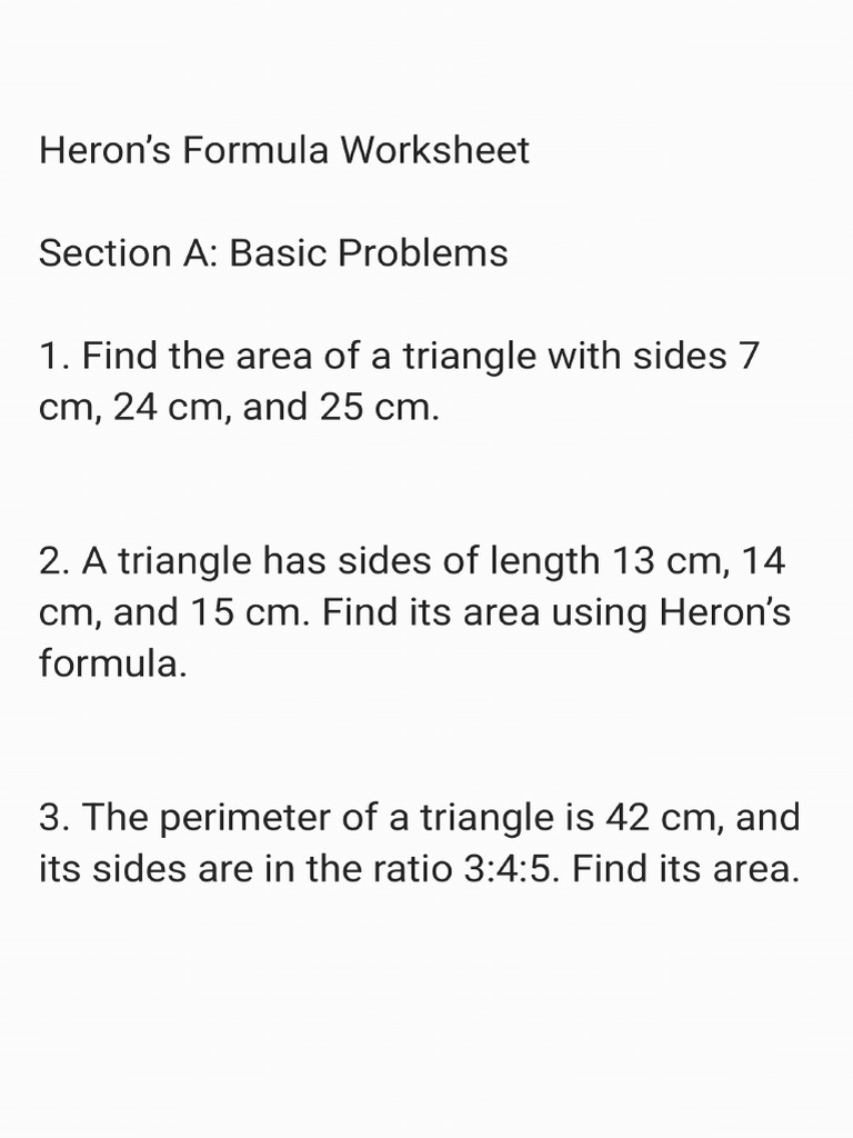 Herons formula worksheet _241211_140857 | PDF