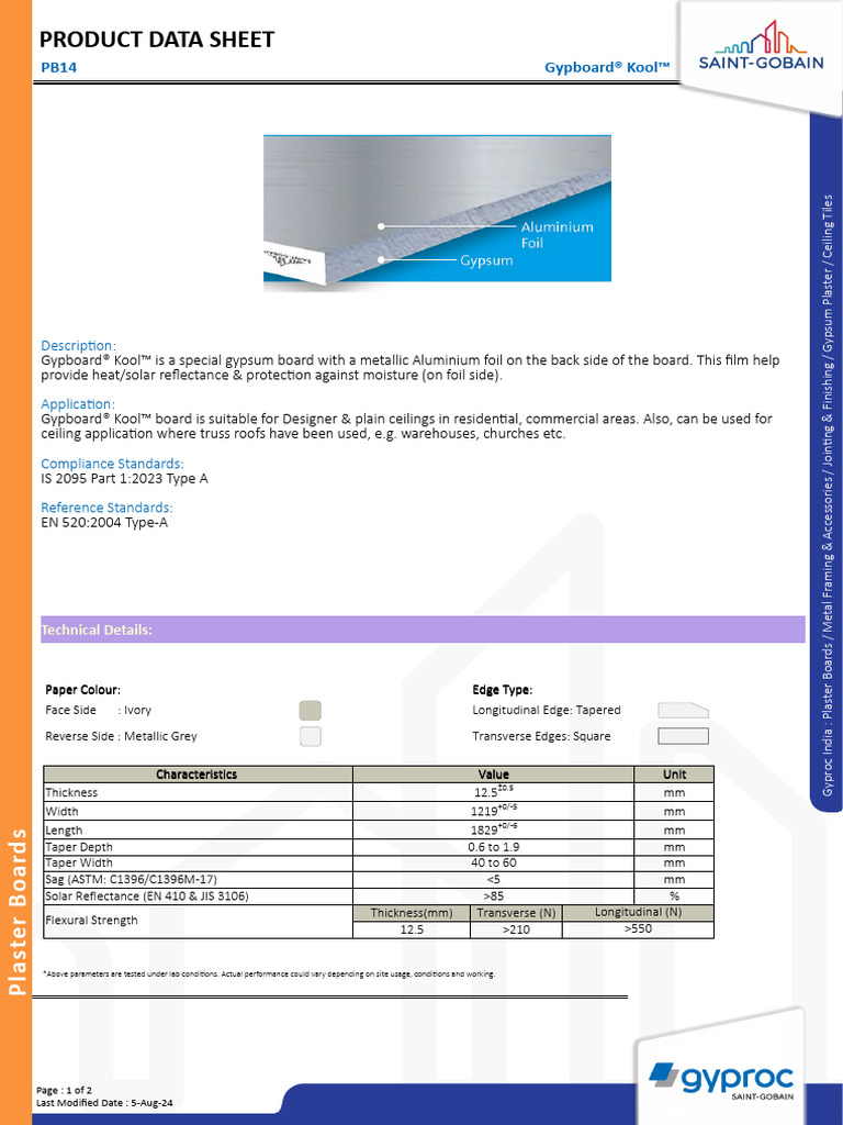 PB14_Gypboard®Kool | PDF | Drywall | Plaster