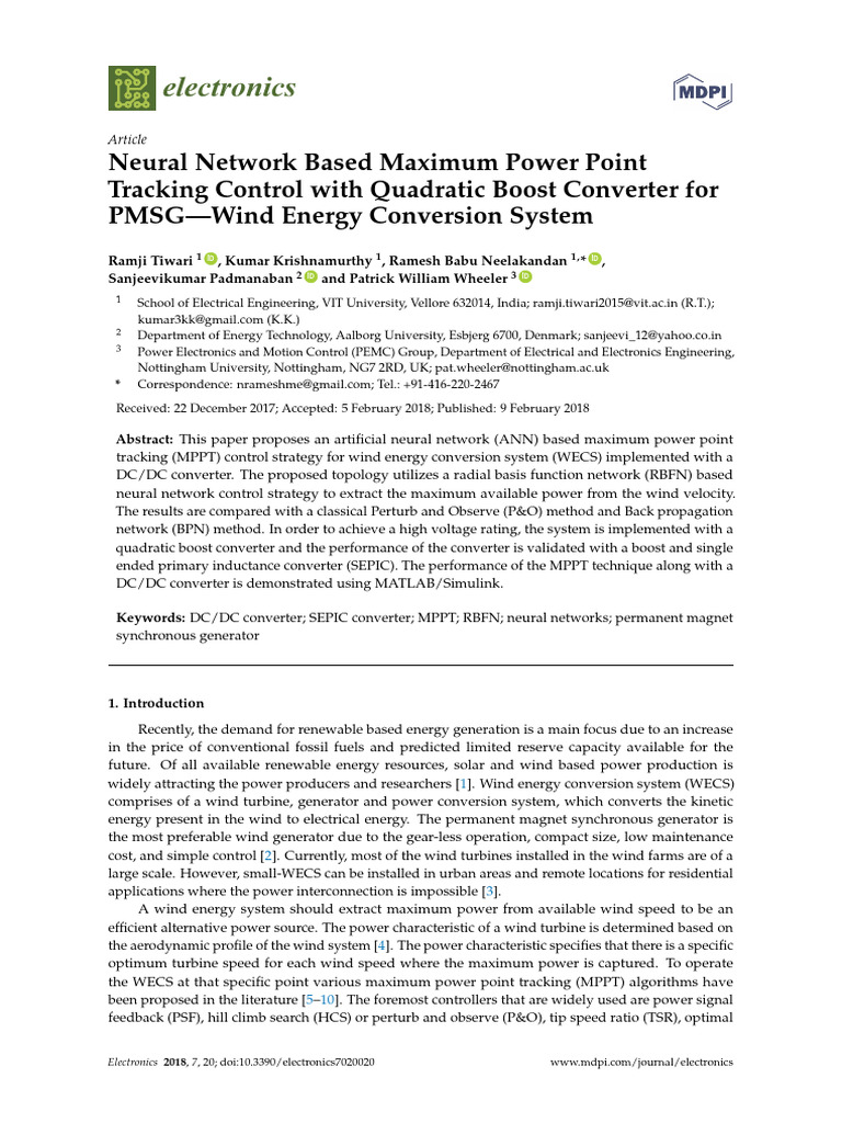 6-Neural Network Based Maximum Power Point | PDF | Wind Power | Artificial Neural Network