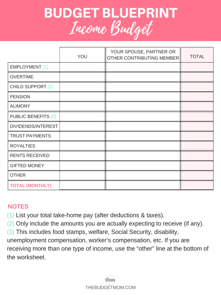 BUDGET BLUEPRINT Income Expense Budget PDF | PDF | Debt | Insurance
