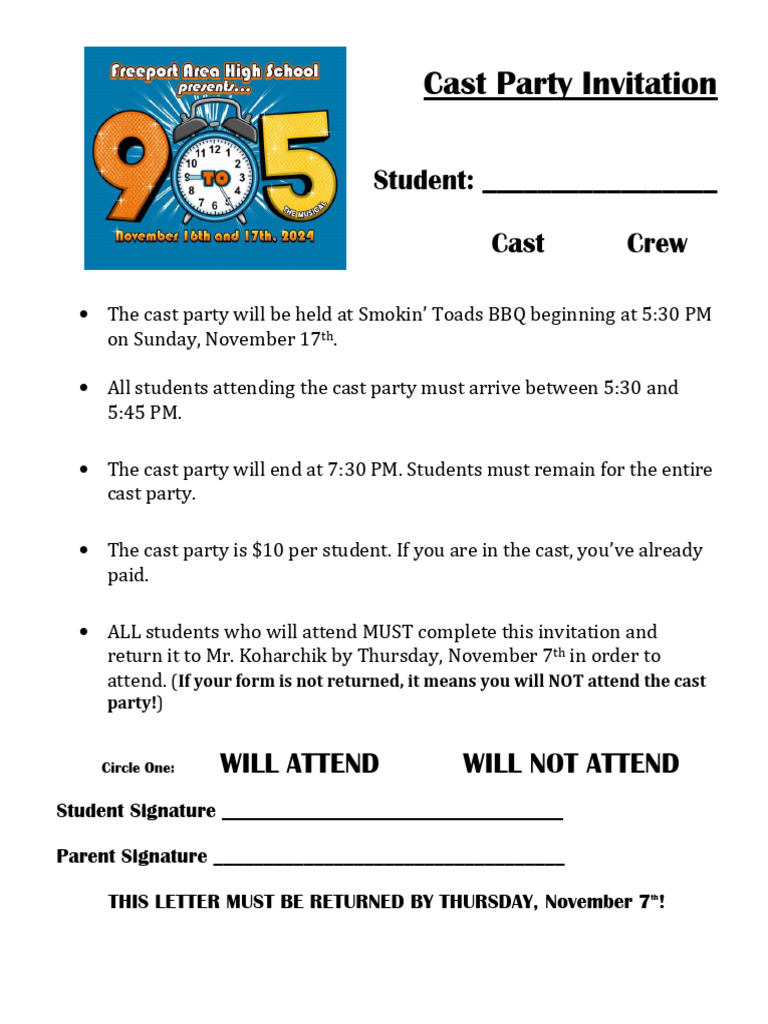Cast Party Invitation | PDF