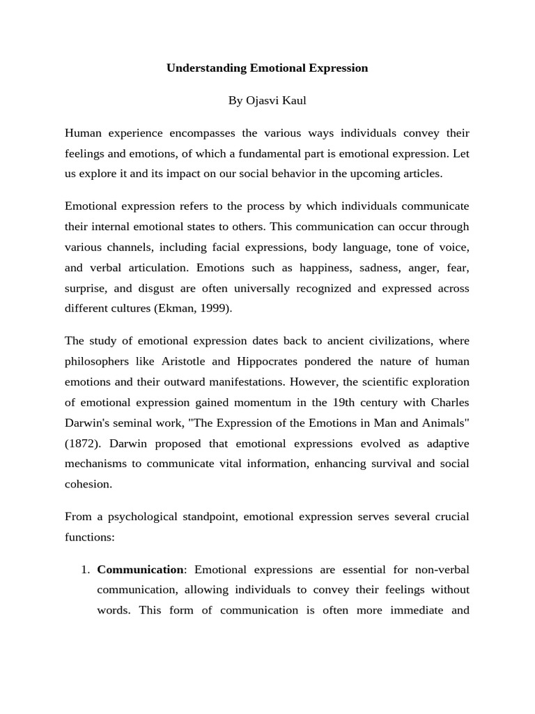 Emotional Expression in Communication | PDF | Emotions | Communication