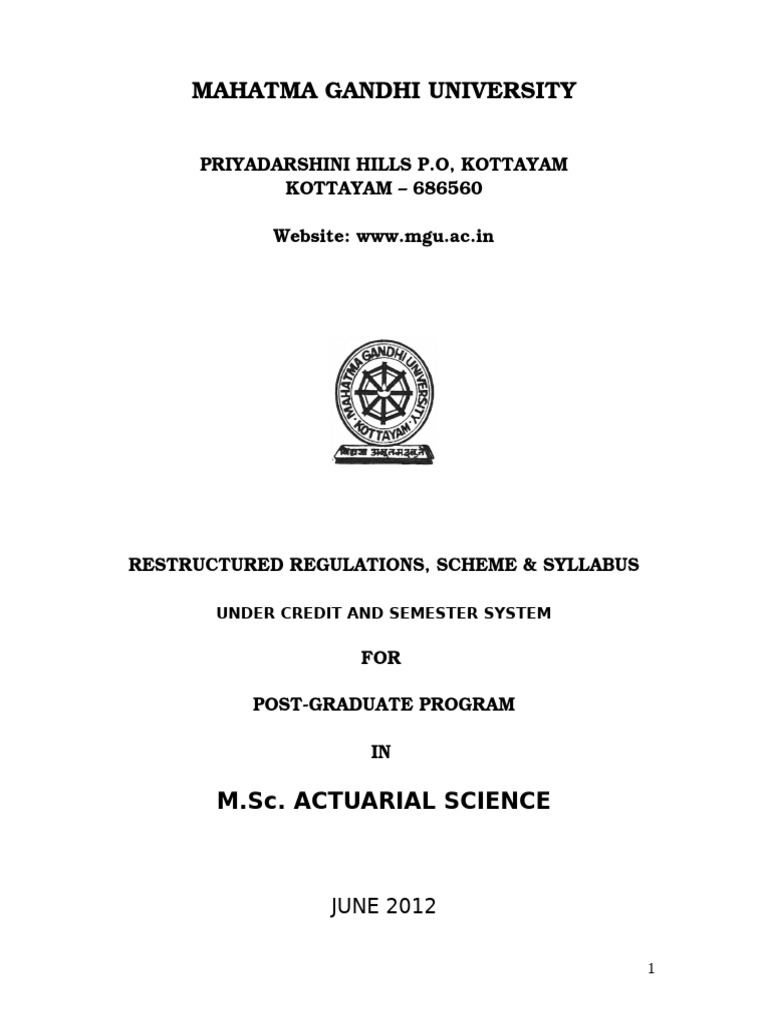 Actuarial Science 1 | PDF | Thesis | Evaluation