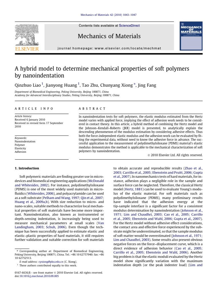 A Hybrid Model To Determine Mechanical Properties of Soft Polymers by ...