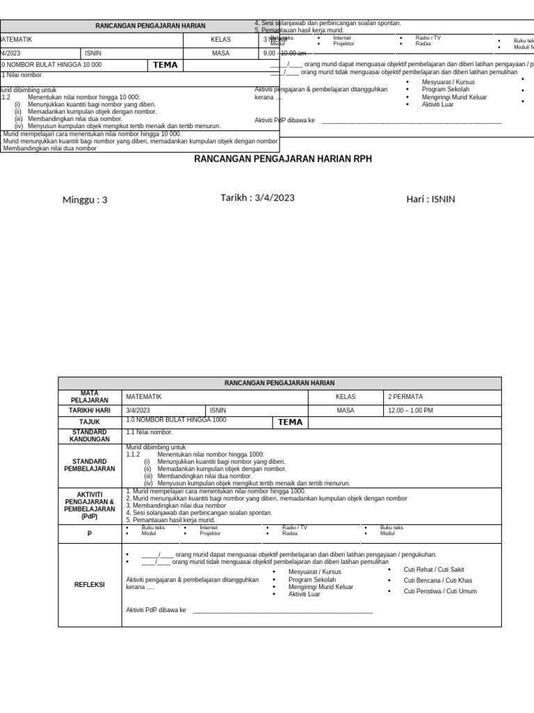 Borang RPH3.4-ISNIN | PDF