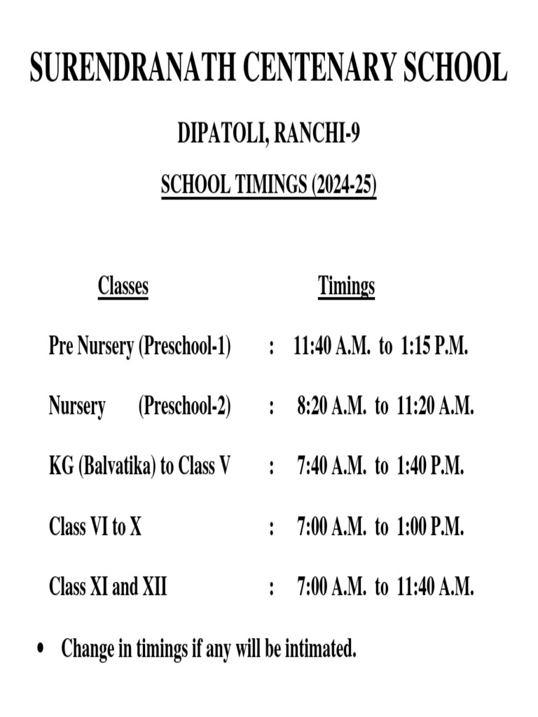 31 03 24 Scs School TImings | PDF