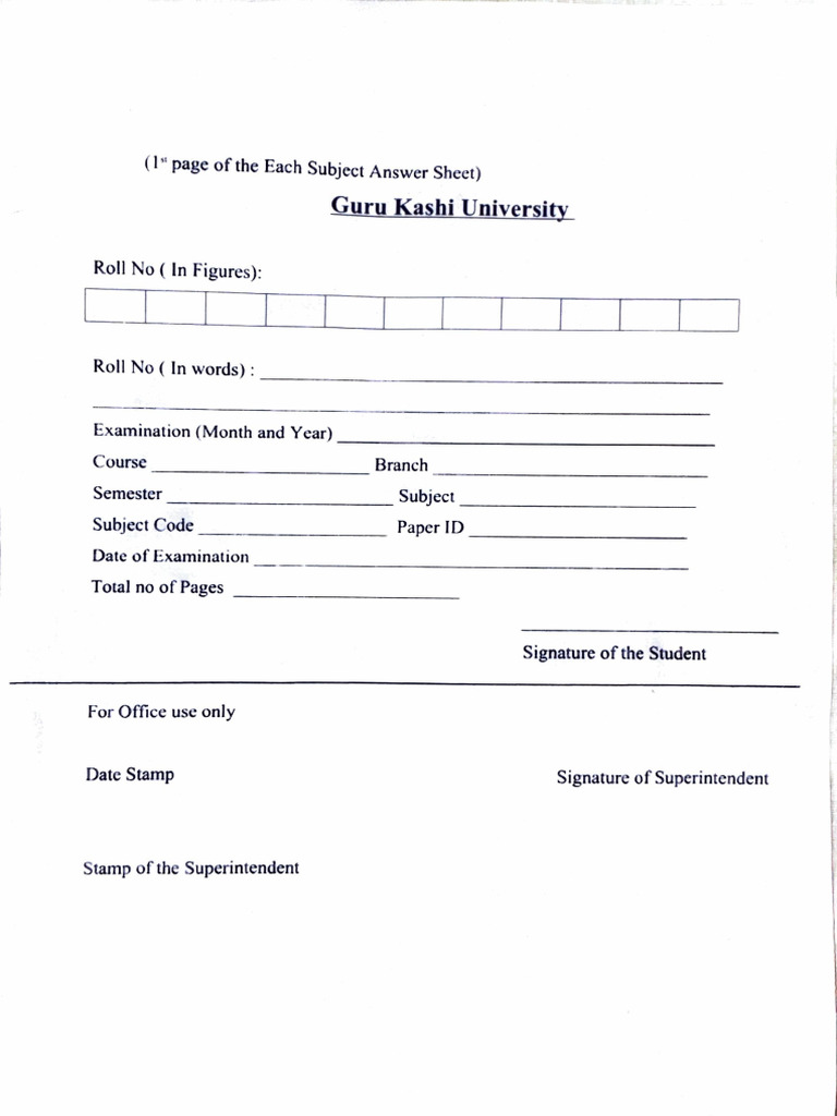 Examination Answer Sheet Template | PDF