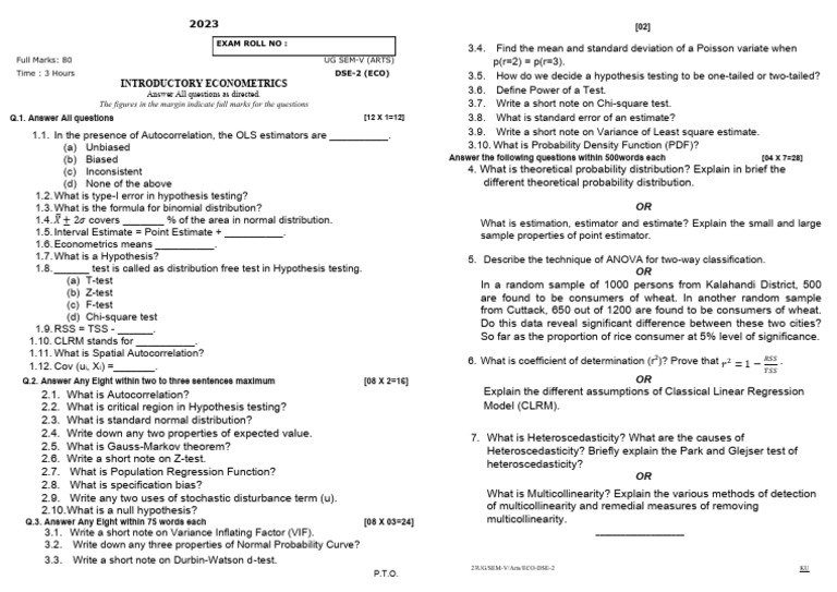 Eco-Dse-2-Introductiory Econometric | PDF | Estimator | Normal Distribution