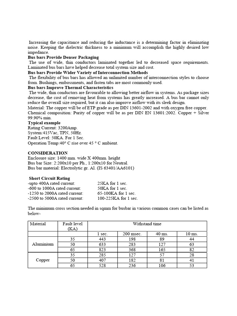 Busbar Size Calculation 4 | PDF | Electrical Conductor | Electromagnetism