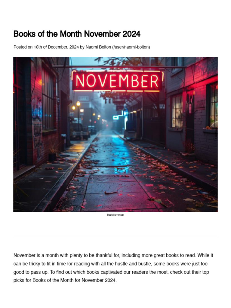 Books of The Month Nov 2024 - ManyBooks | PDF