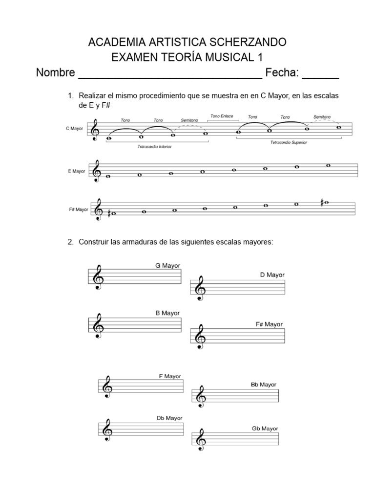 Examen de Teoría Musical 1 Scherzando | PDF