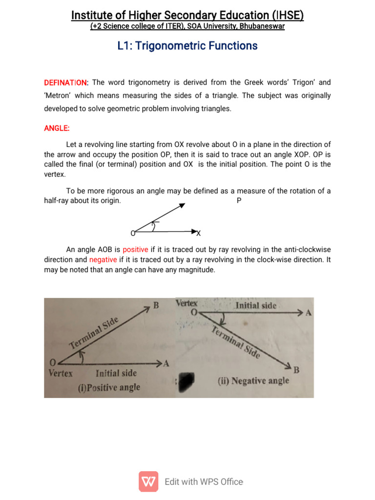 Trigonometry 01 | PDF | Angle | Trigonometry