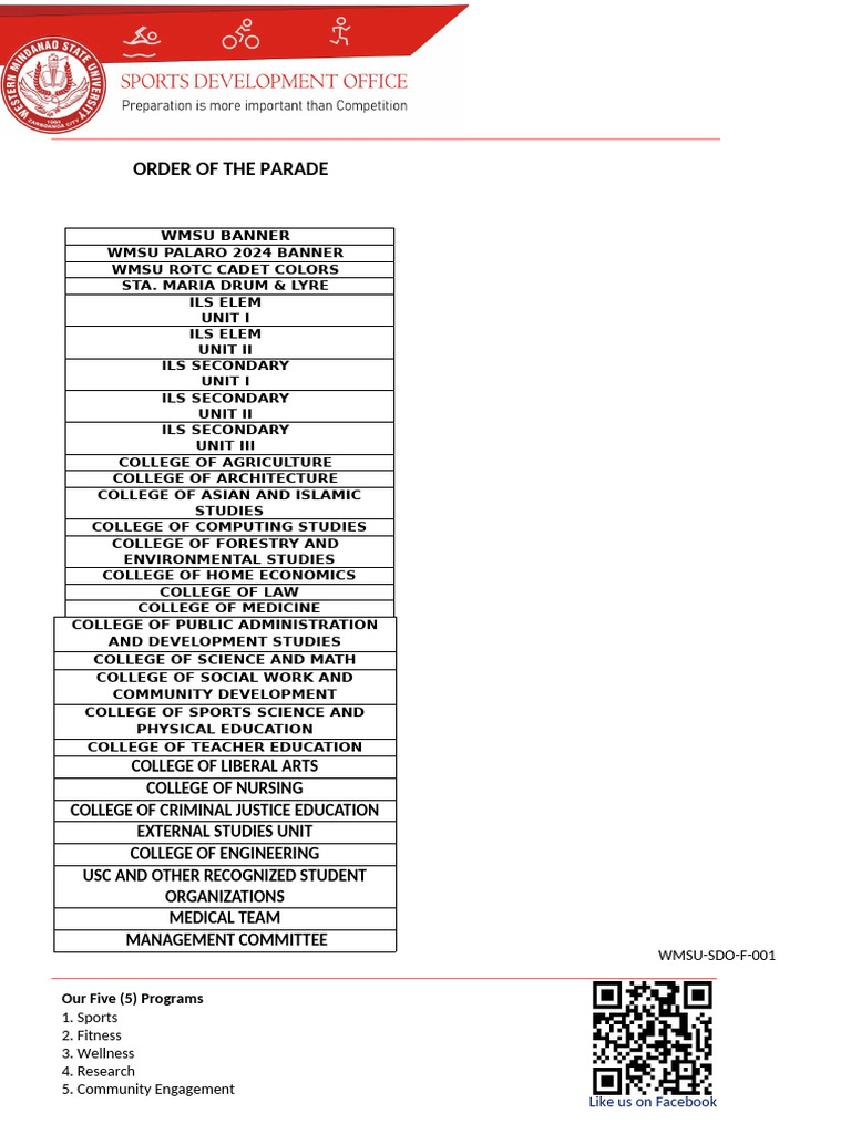 Order of The Parade | PDF