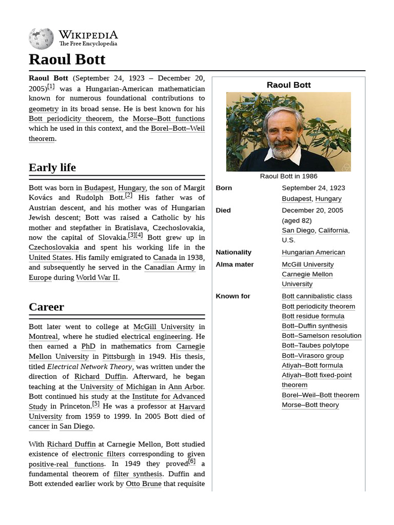 Raoul_Bott | PDF | Mathematical Physics | Topology