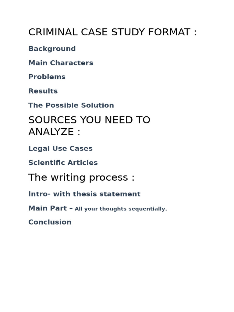 Criminal Case Study Format | PDF