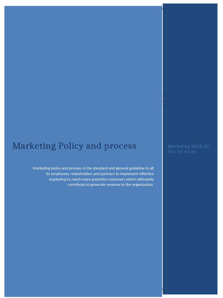 Marketing Process Manual Version 1.0 | PDF | Marketing | Regulatory ...