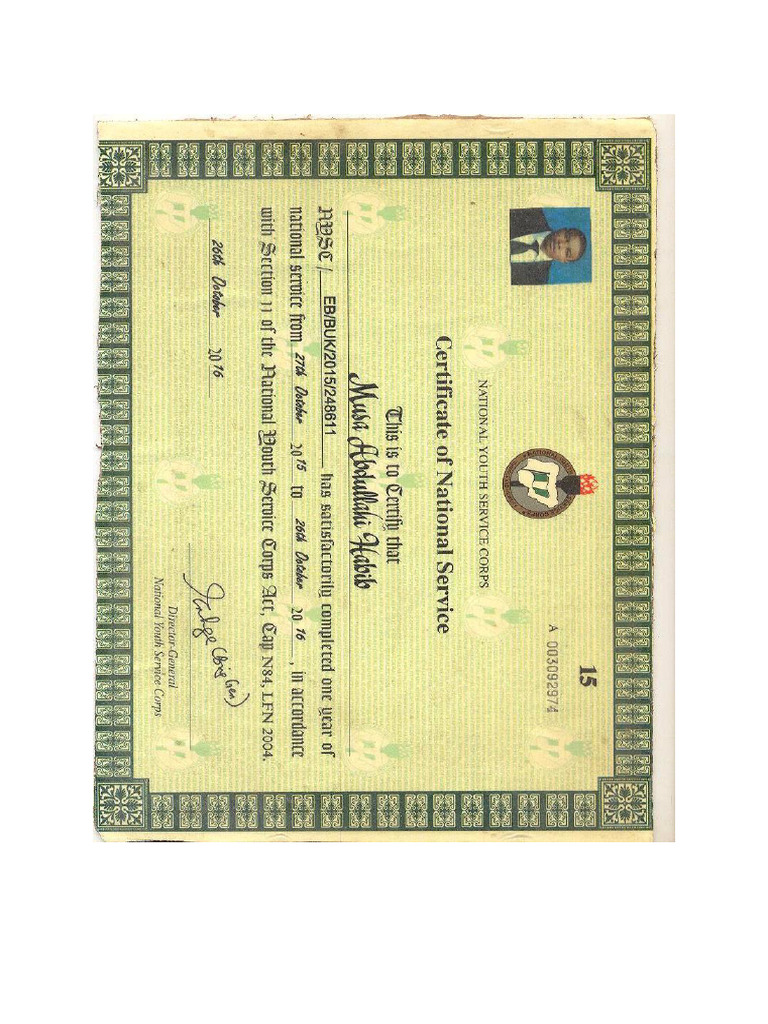 Habeeb NYSC Cert | PDF
