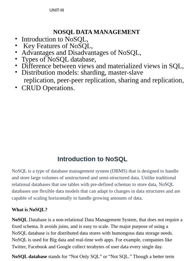 UNIT-III | PDF | No Sql | Databases UNIT-III | PDF | No Sql | Databases