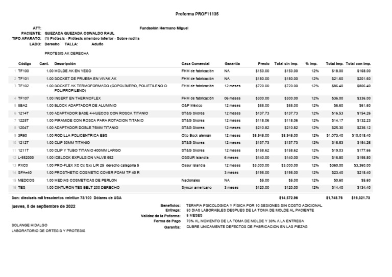 Proforma Quezada | PDF