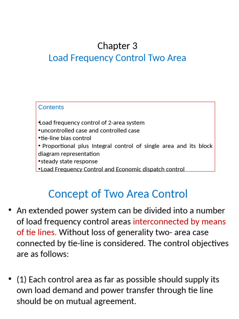 Chapter3 - Load Frequency Control Two Area | PDF | Electric Generator ...