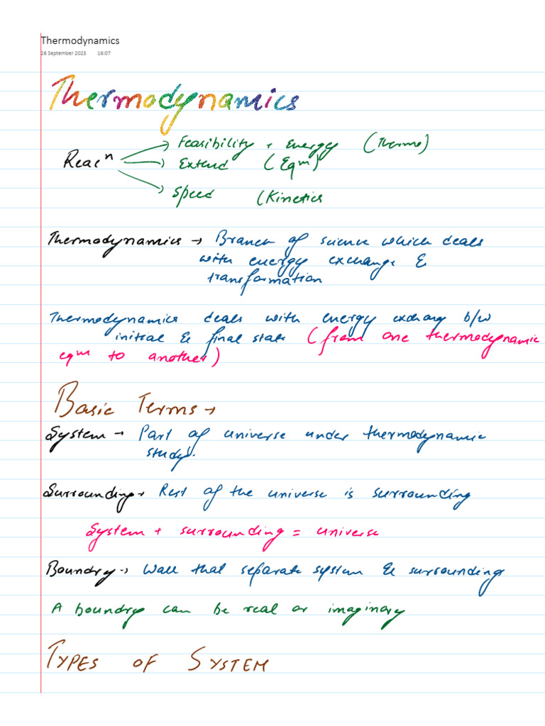 Thermodynamics Chemistry Notes | PDF