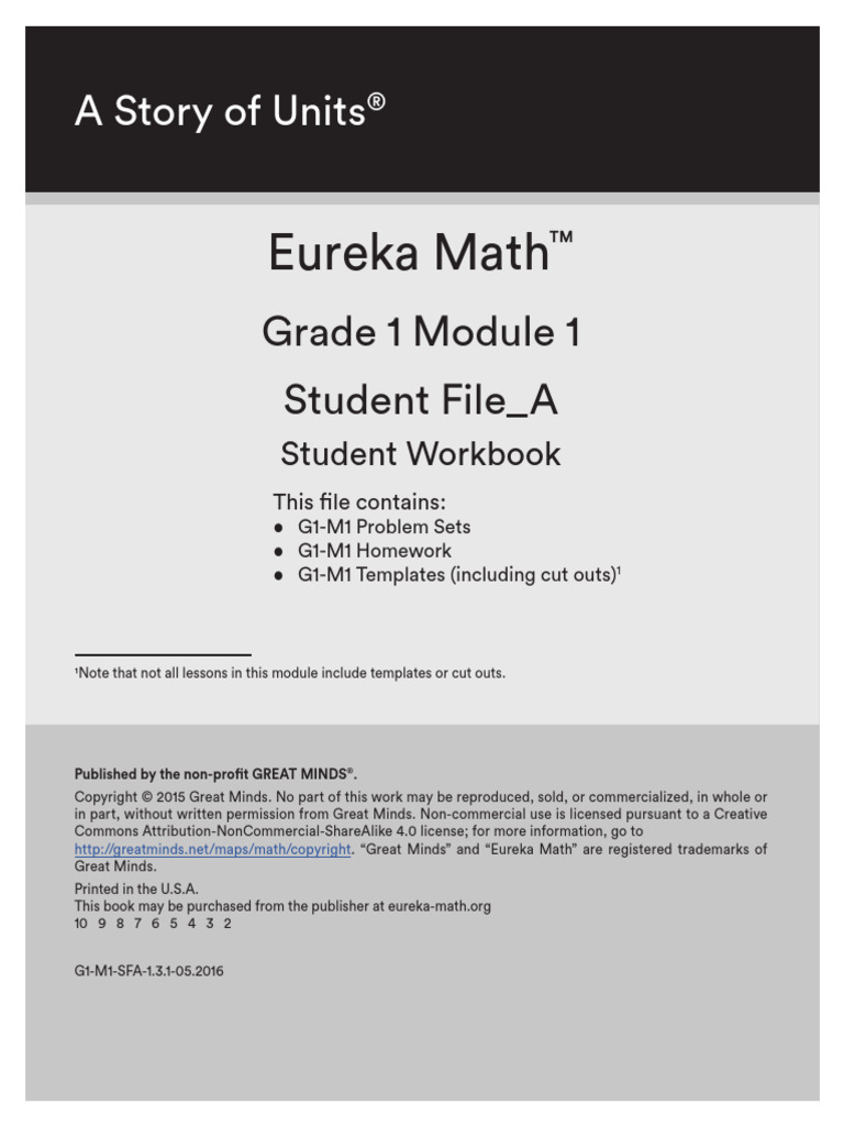 Eureka Math Grade 1 Module 1 Workbook | PDF