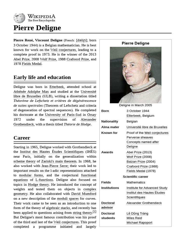 Pierre_Deligne | PDF | Algebra | Geometry
