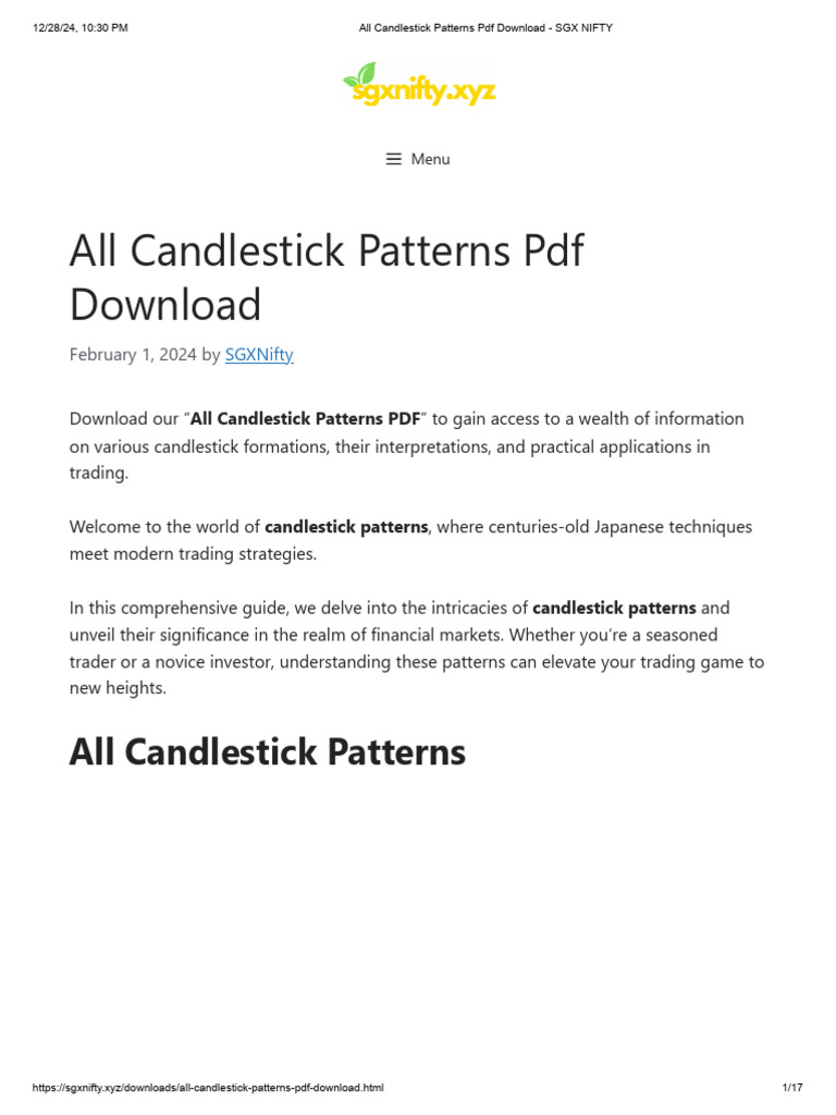 All Candlestick Patterns Pdf Download - SGX NIFTY | PDF | Market Trend ... All Candlestick Patterns Pdf Download - SGX NIFTY | PDF | Market Trend ...