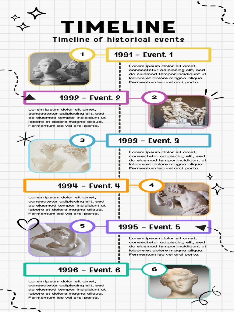 White Colorful Doodle History Timeline Infographic | PDF