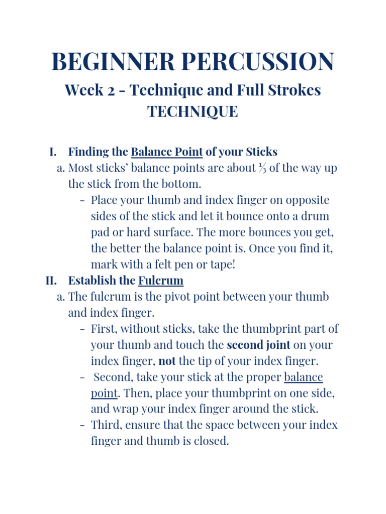 Beginner Percussion - Week 2 - Match Grip Technique and Full Strokes ...