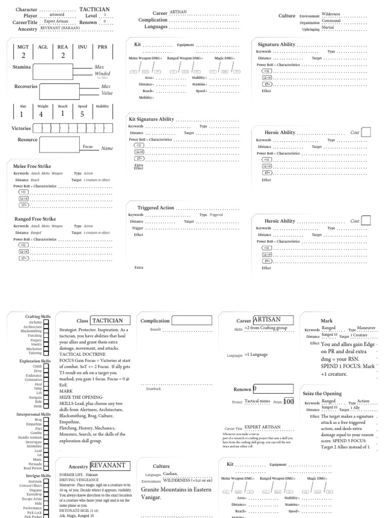Tactician Form Fillable | PDF