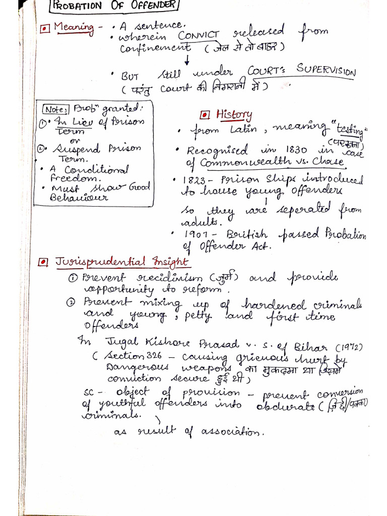 Probation of Offender Notes. | PDF