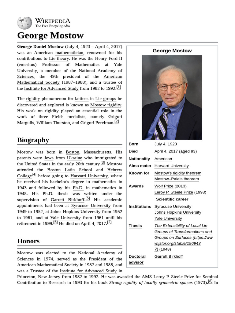 George_Mostow | PDF | Mathematics